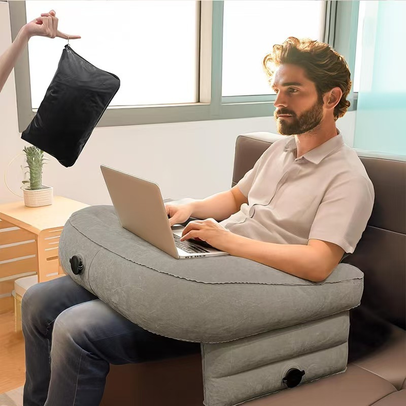 Inflatable reading desk sofa with armrests, flocked computer desk, a ...