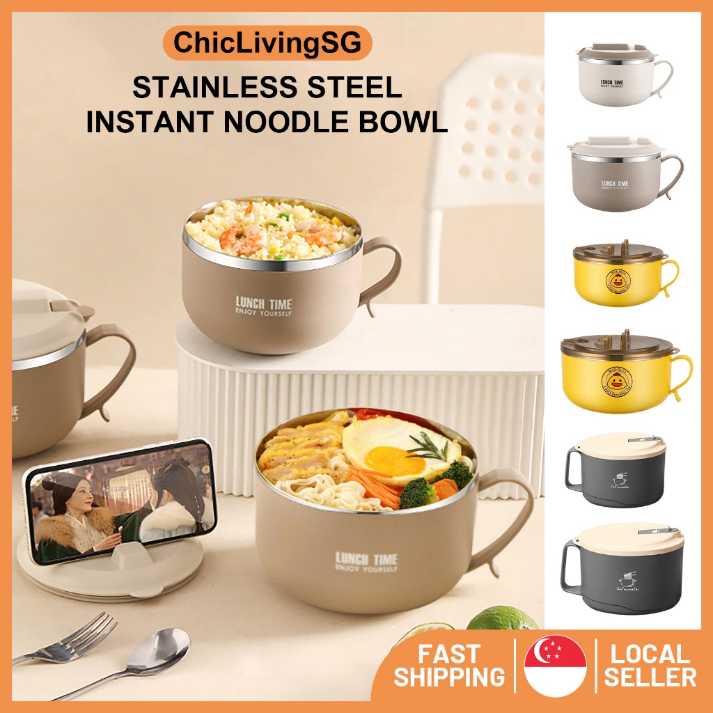 【SG】Instant Noodles Bowl Double Wall 304 Stainless Steel Bowl with ...