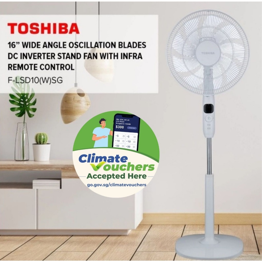 [CLIMATE VOUCHER] Toshiba F-LSD10(W)SG 16" DC Motor Stand Fan | Shopee ...