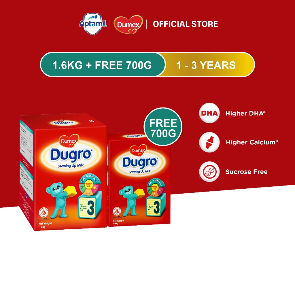 Dumex Dugro Stage 3 Growing Up Kid Milk (1.6kg) + (700g) | Shopee Singapore