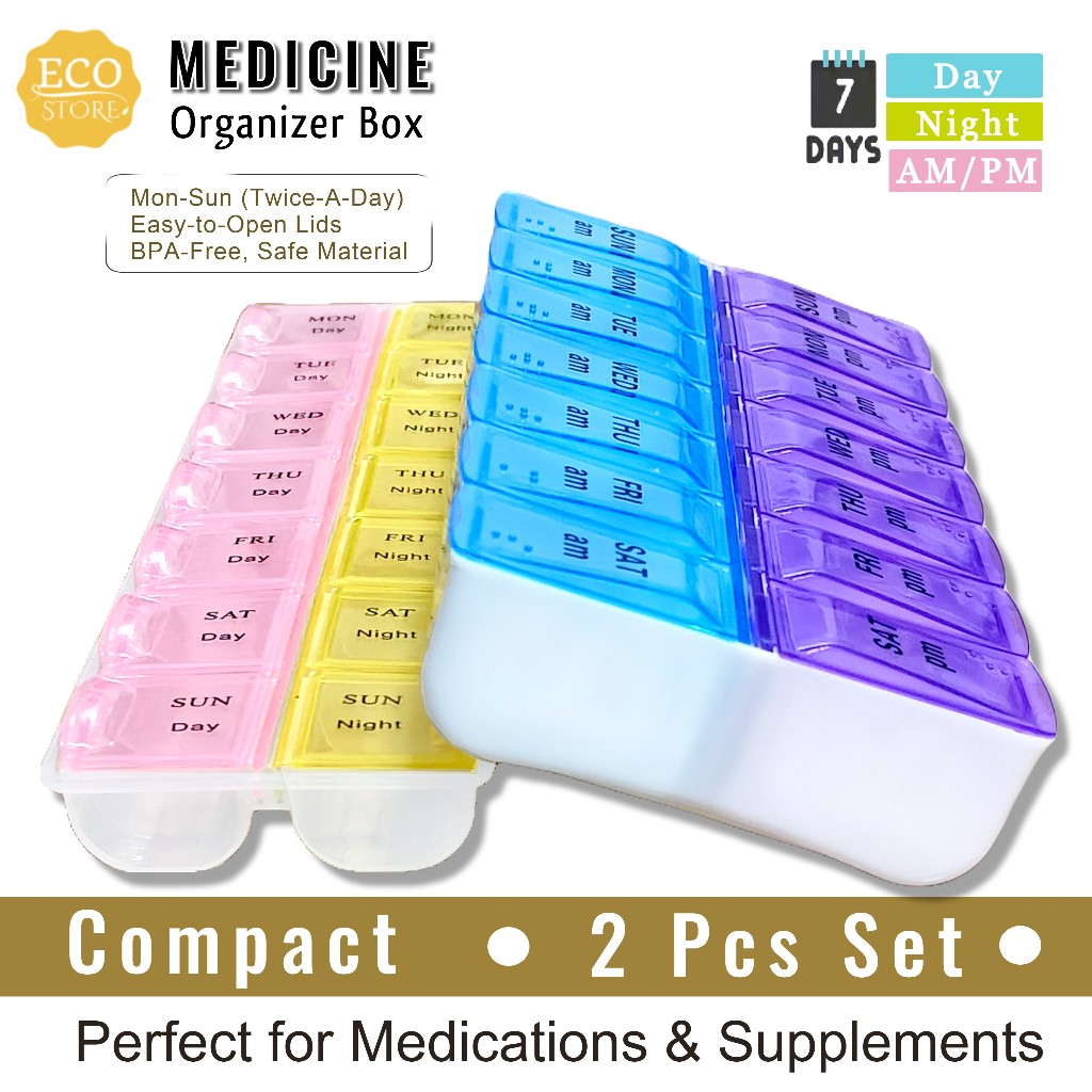 Eco-Store (1 Set) Medicine Box Pill Organizer (14 Compartment ...