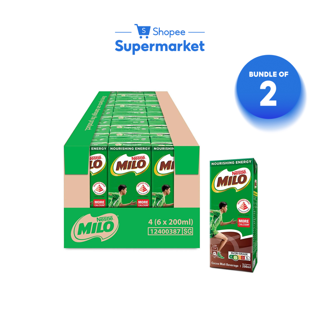 [Bundle of 2 Cartons] Milo Milo Cocoa Malt Beverage (24x200ml) | Shopee ...