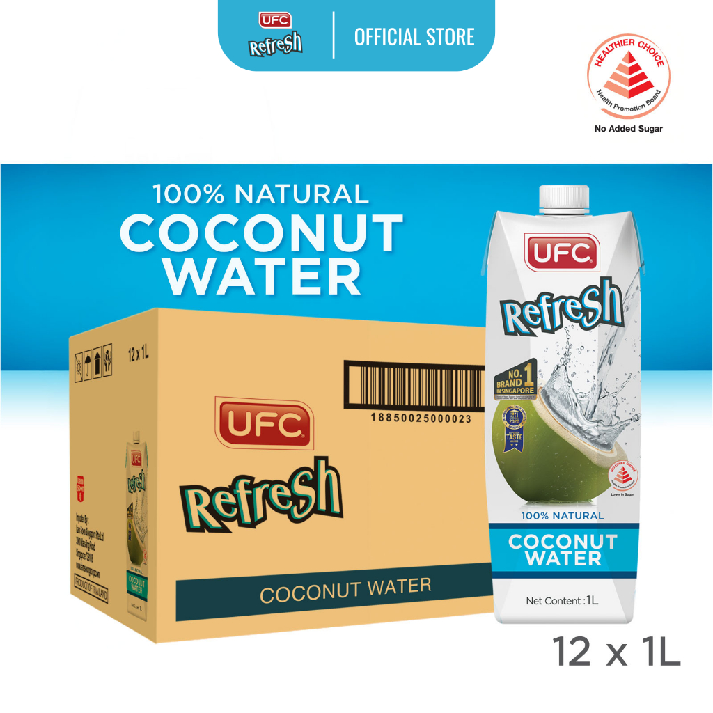 [Carton of 12] UFC Refresh Natural Coconut Water 1L | Shopee Singapore