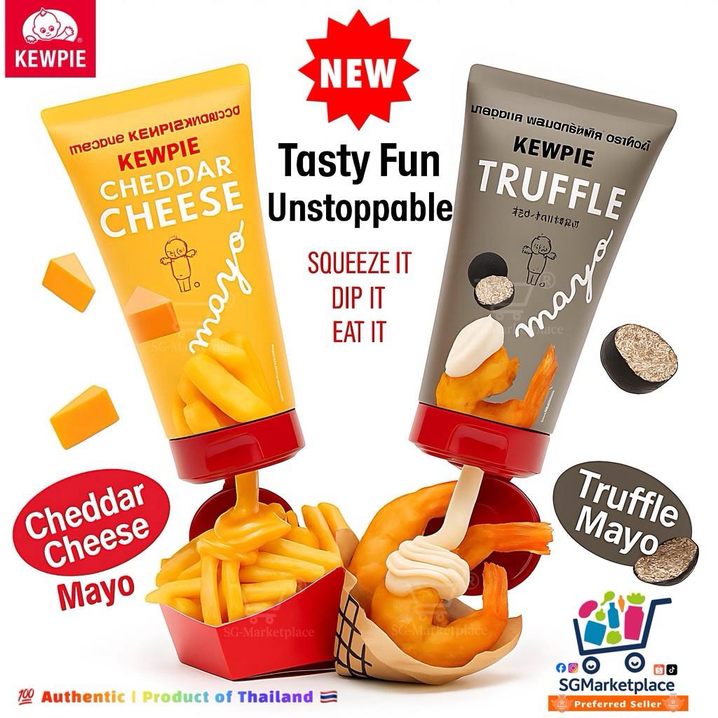 Kewpie Cheddar Cheese Or Truffle Mayo Squeeze Bottle | Authentic Thailand | Shopee Singapore