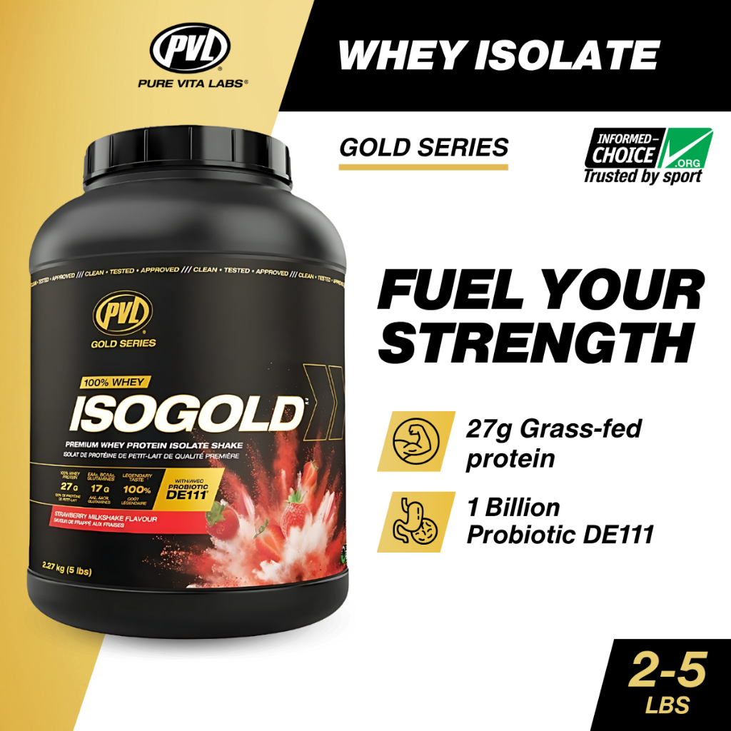 PVL Gold Series Iso Gold, 100% Whey Isolate + Probiotics, Muscle Growth ...