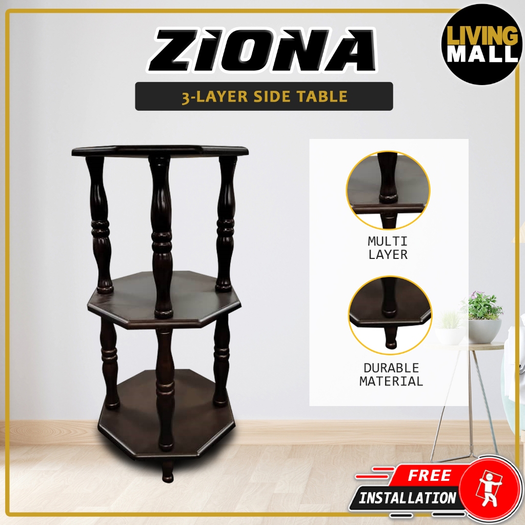 LivingMall Ziona 3-Layer Side Table Multi-Shelves Display Table in ...