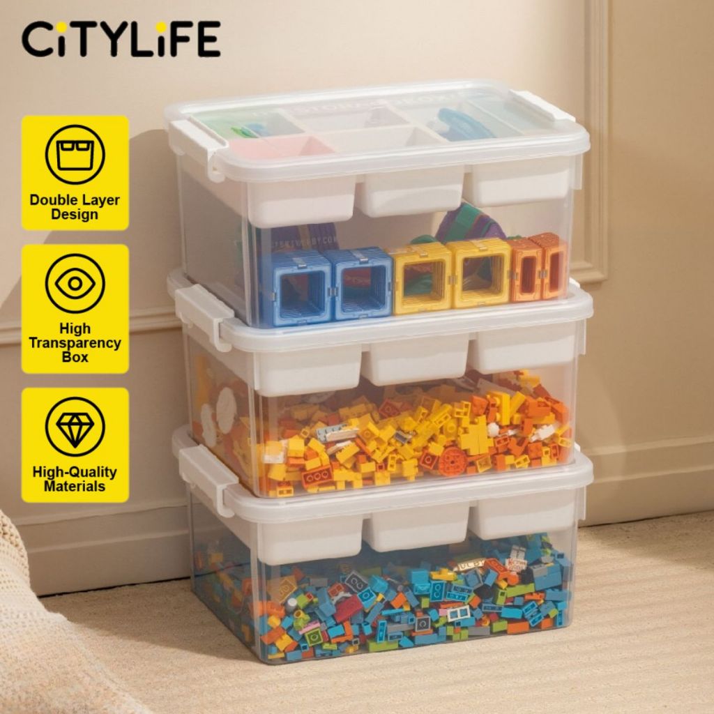 Citylife 16L/43L Transparent Organizer Stackable Storage Container Box ...