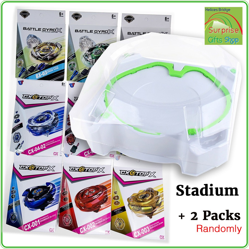 🌈 Beyblade stadium 1 Arena + new Tops 2 Luncher + 2 Spinning Top Burst ...
