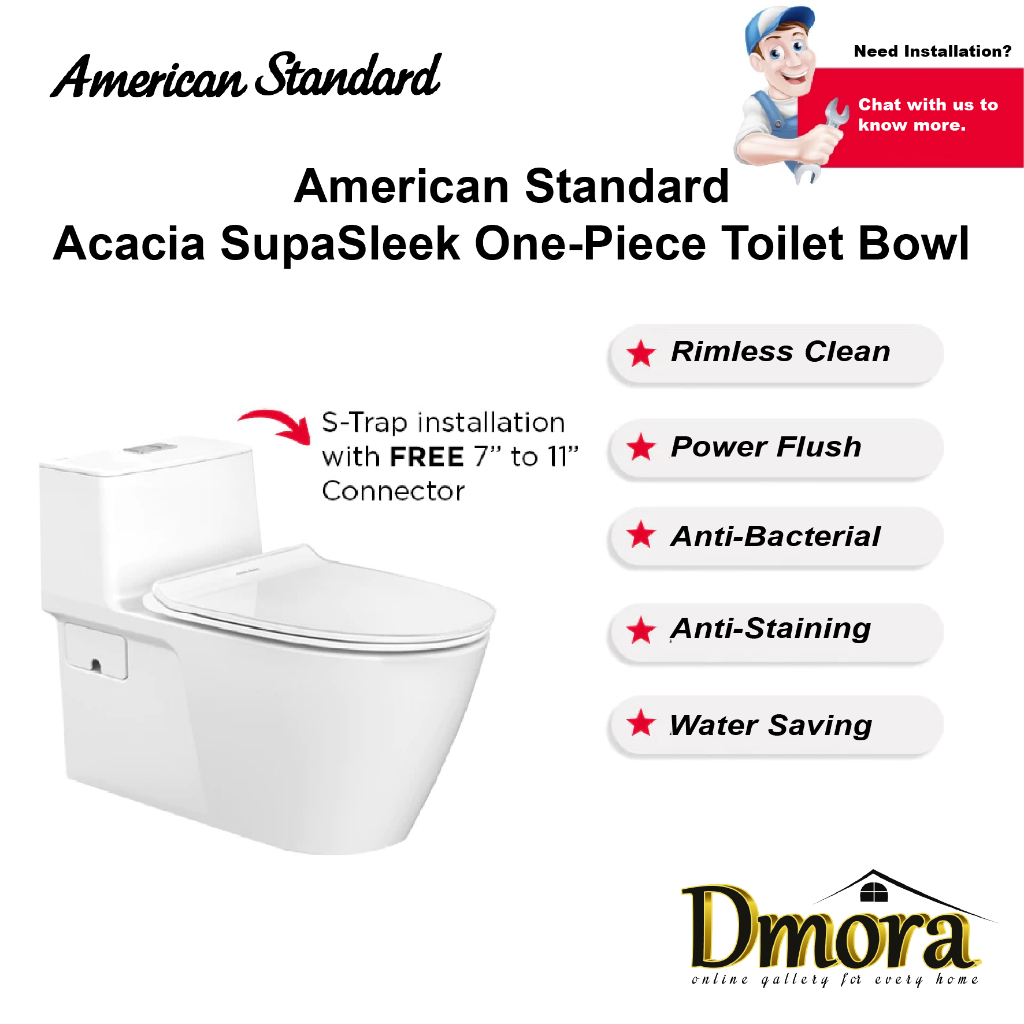 American Standard CL20075-6DASGCBT Acacia SupaSleek One Piece Toilet ...