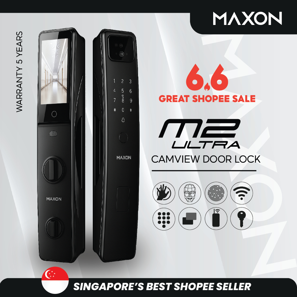 (5 YEARS WARRANTY) MAXON M2 ULTRA WIFI VIEWCAM DIGITAL DOOR LOCK ...