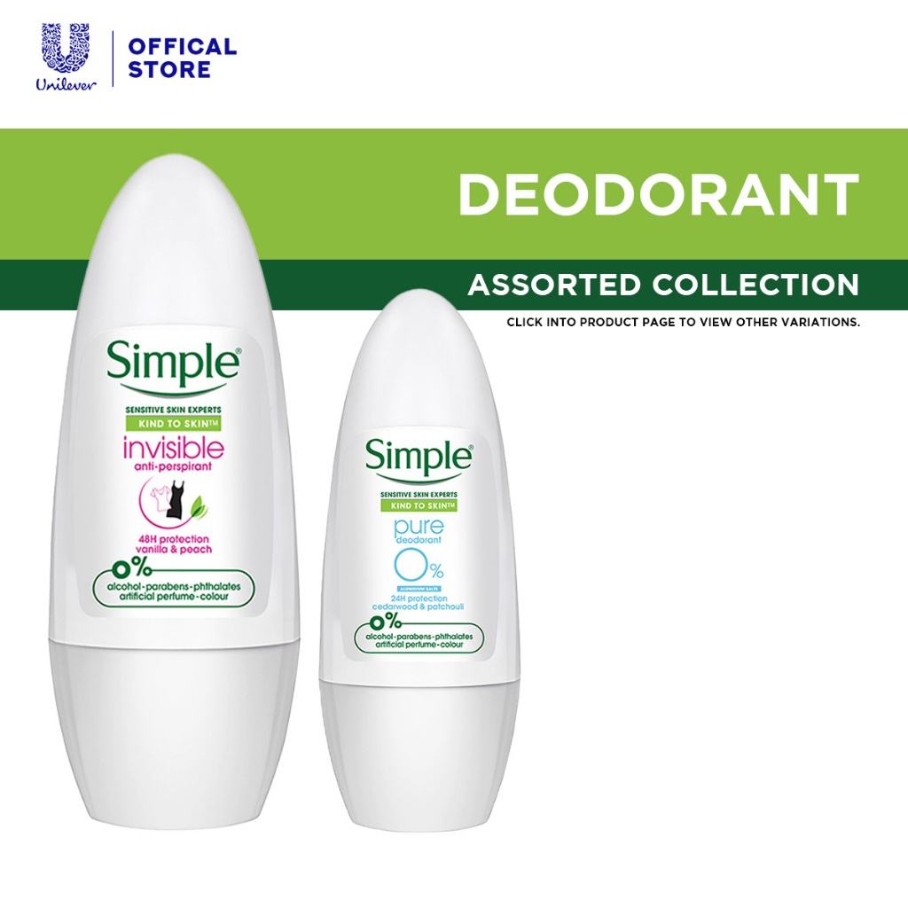Simple Antiperspirant Roll-On Deodorant Fragranced, 45ml | Shopee Singapore