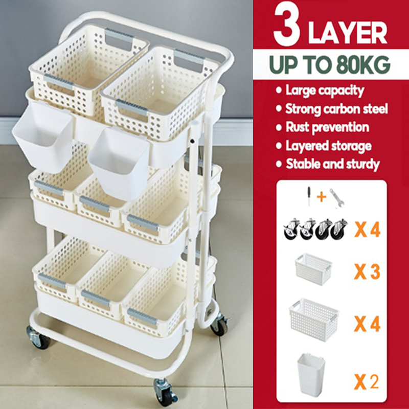 SG Local Full Set 3 tier Trolley Rack Quality Baby Storage Rack ...