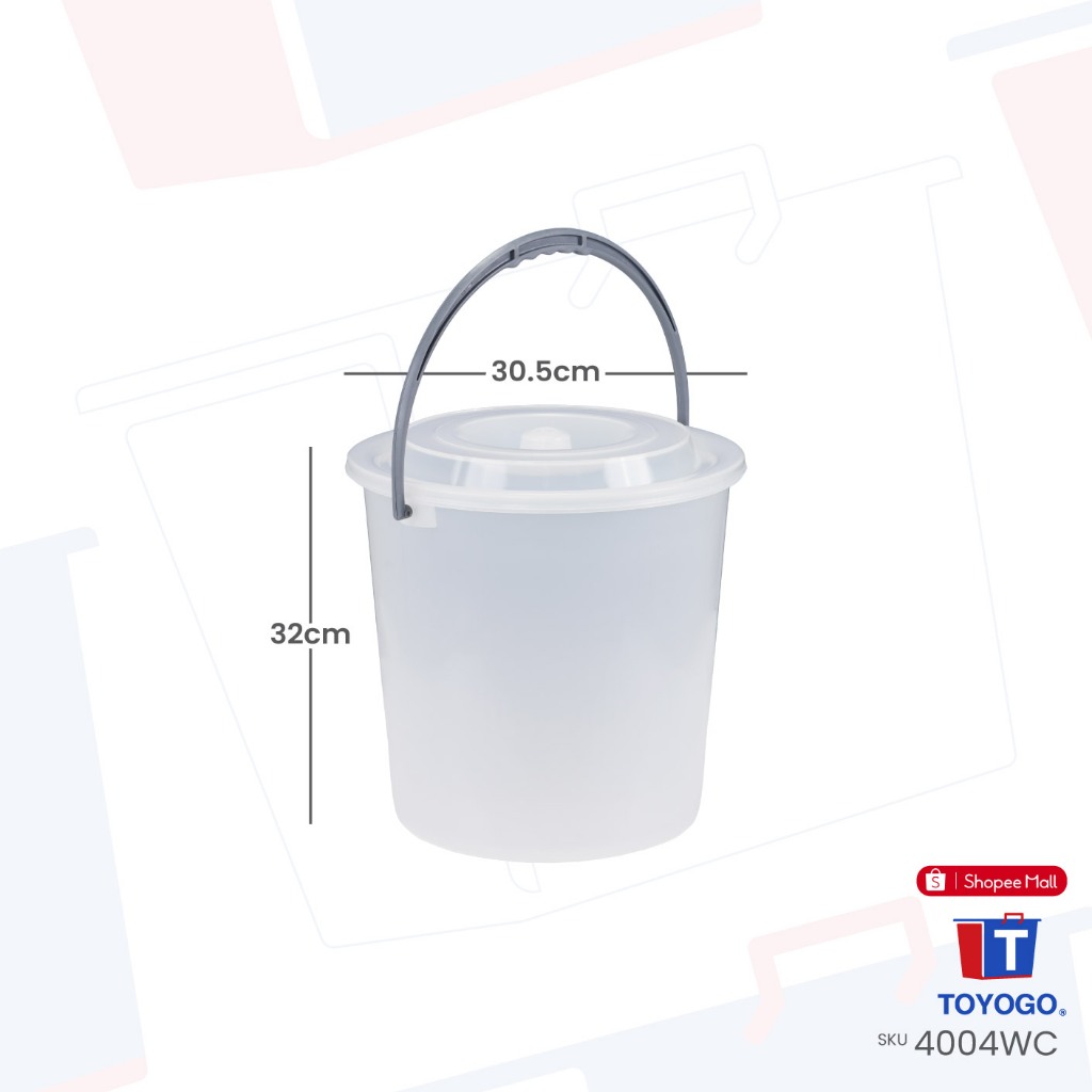 TOYOGO Plastic Pail with Cover 4 Gallon | Multipurpose Water Bucket ...