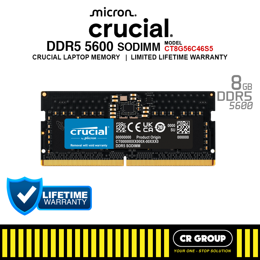 Crucial Classic DDR5-5600 SODIMM Laptop RAM CL46 - 8GB/16GB (Limited ...