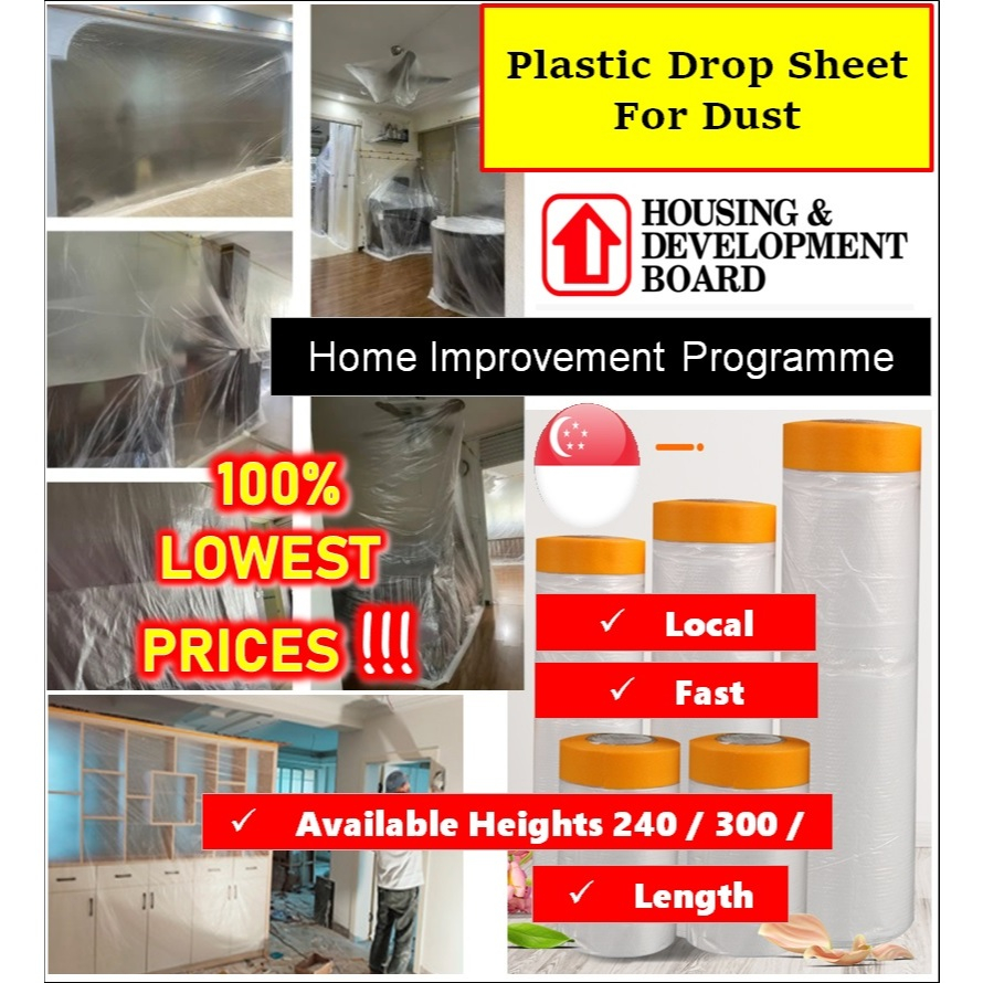 [SG Stocks] Pre-Taped Plastic Drop Sheet For Dust Prevention ...