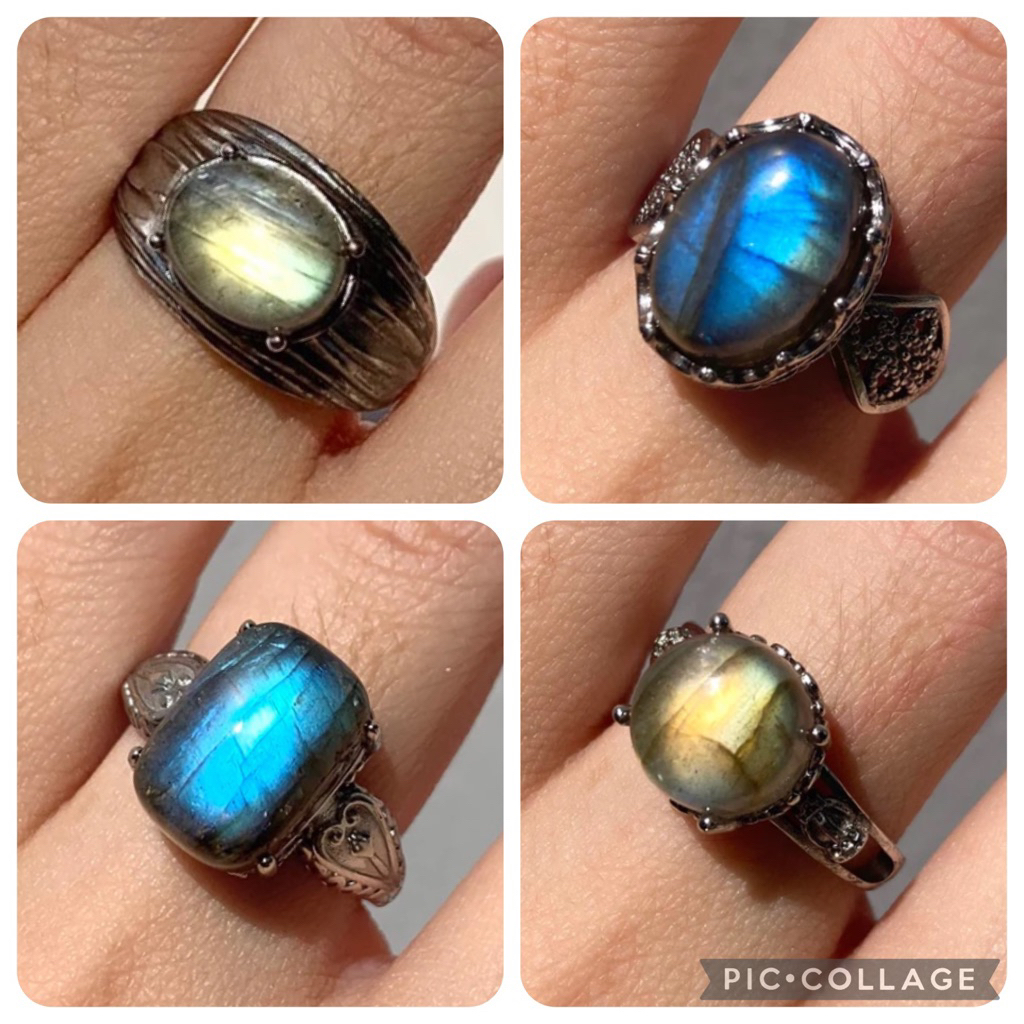 Labradorite Titanium Stainless Steel Men Male Unisex Couple Ring (blue ...