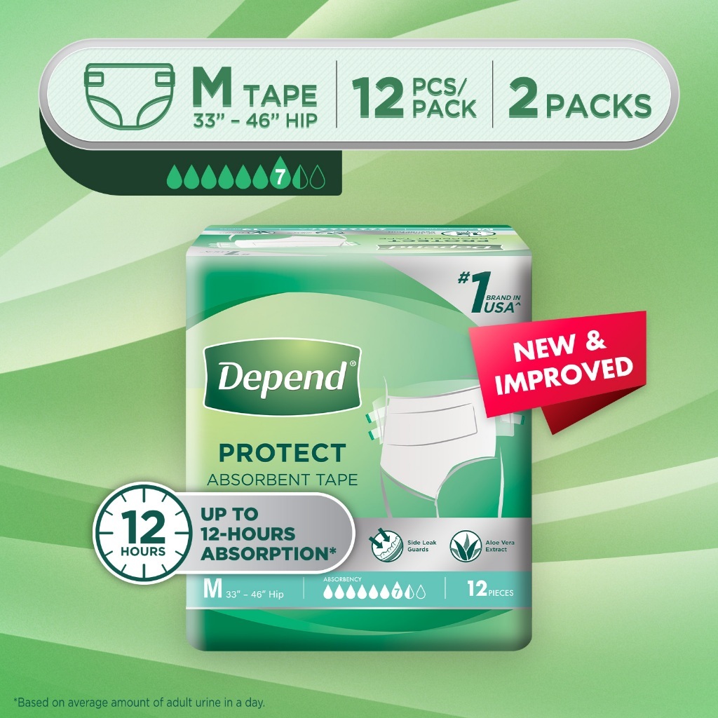 [Bundle of 2] Depend Protect Plus Tape M (12pcs) | Shopee Singapore