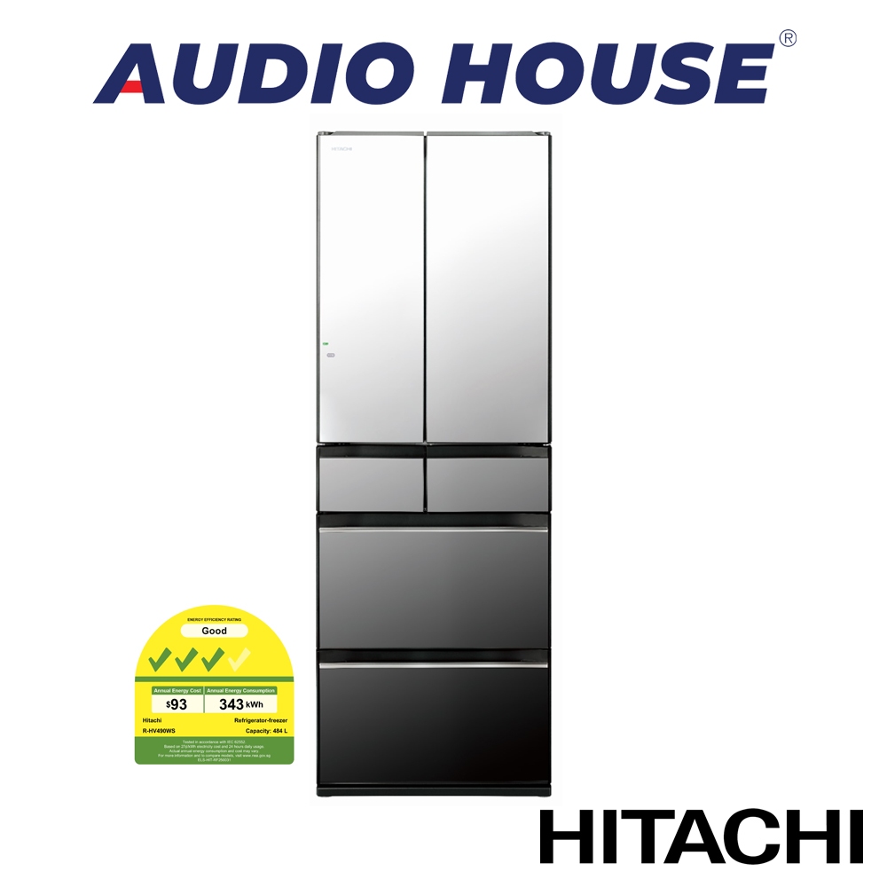HITACHI R-HV490WS-X 485L 6 DOOR FRIDGE CRYSTAL MIRROR 3 TICKS ...