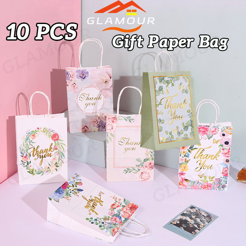 [SG] 10 PCS ChristmasThank You Paper Bag kraft Gift Paper Bag Wrapping ...