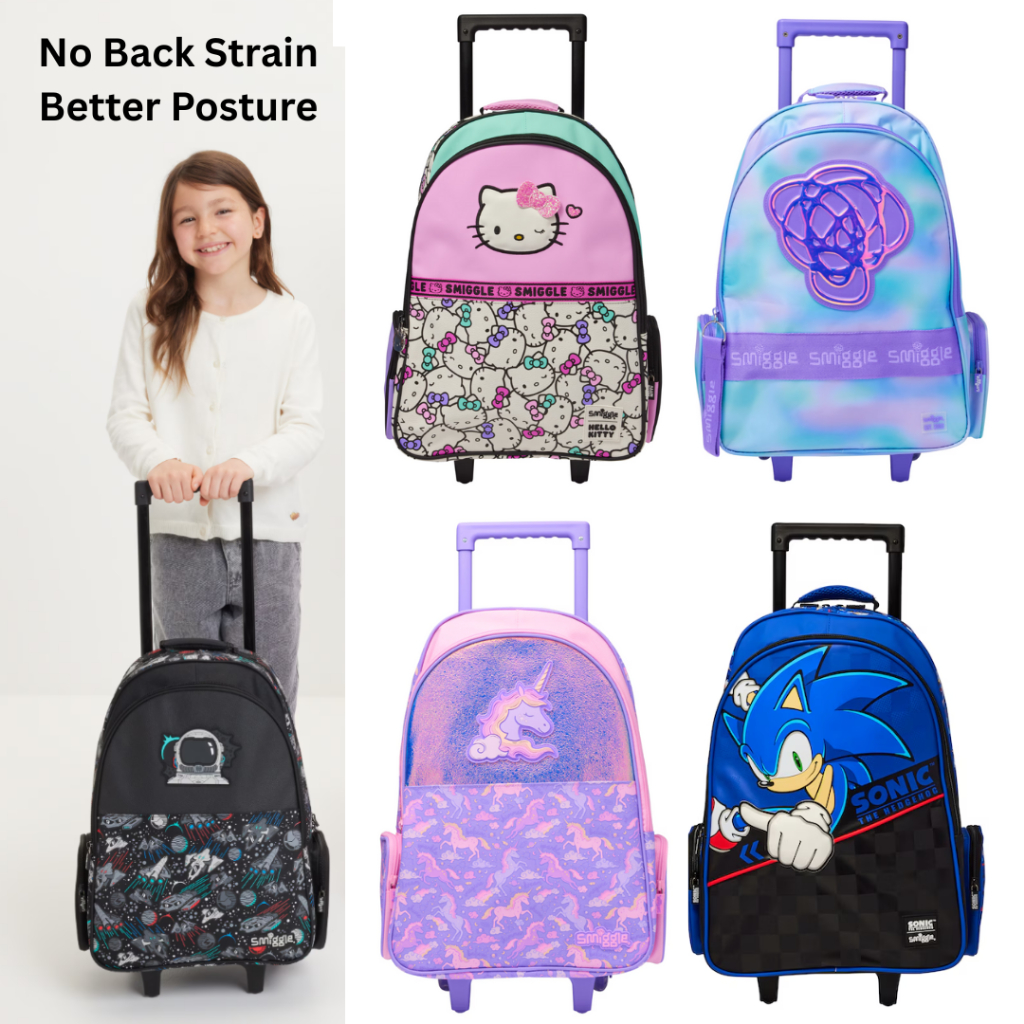 [Authentic] Smiggle Trolley Bag Hello Kitty Sonic Backpack Girl Luggage ...