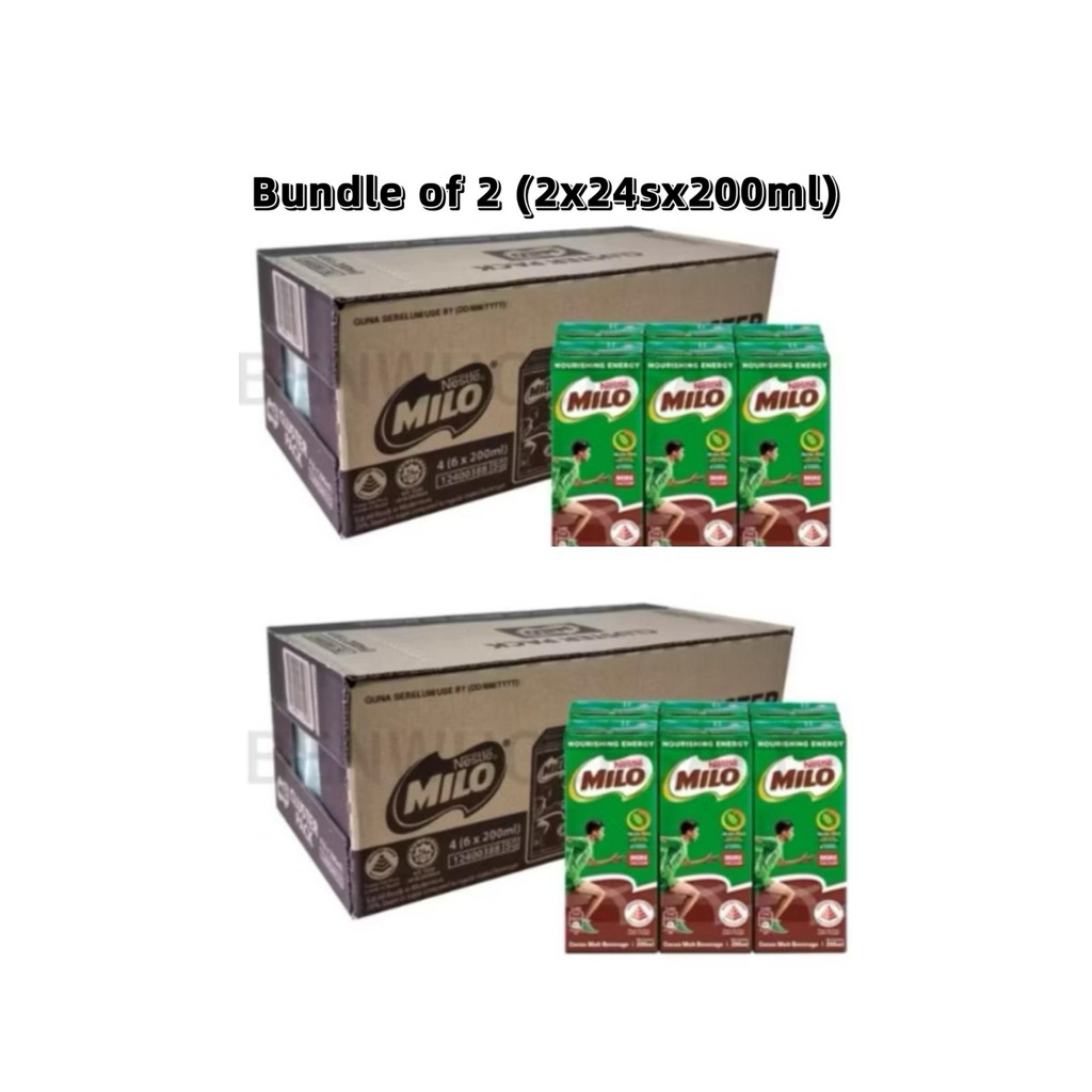 [Bundle of 2] Milo UHT Chocolate Malt Packet Drink(2x 24's x 200ml ...