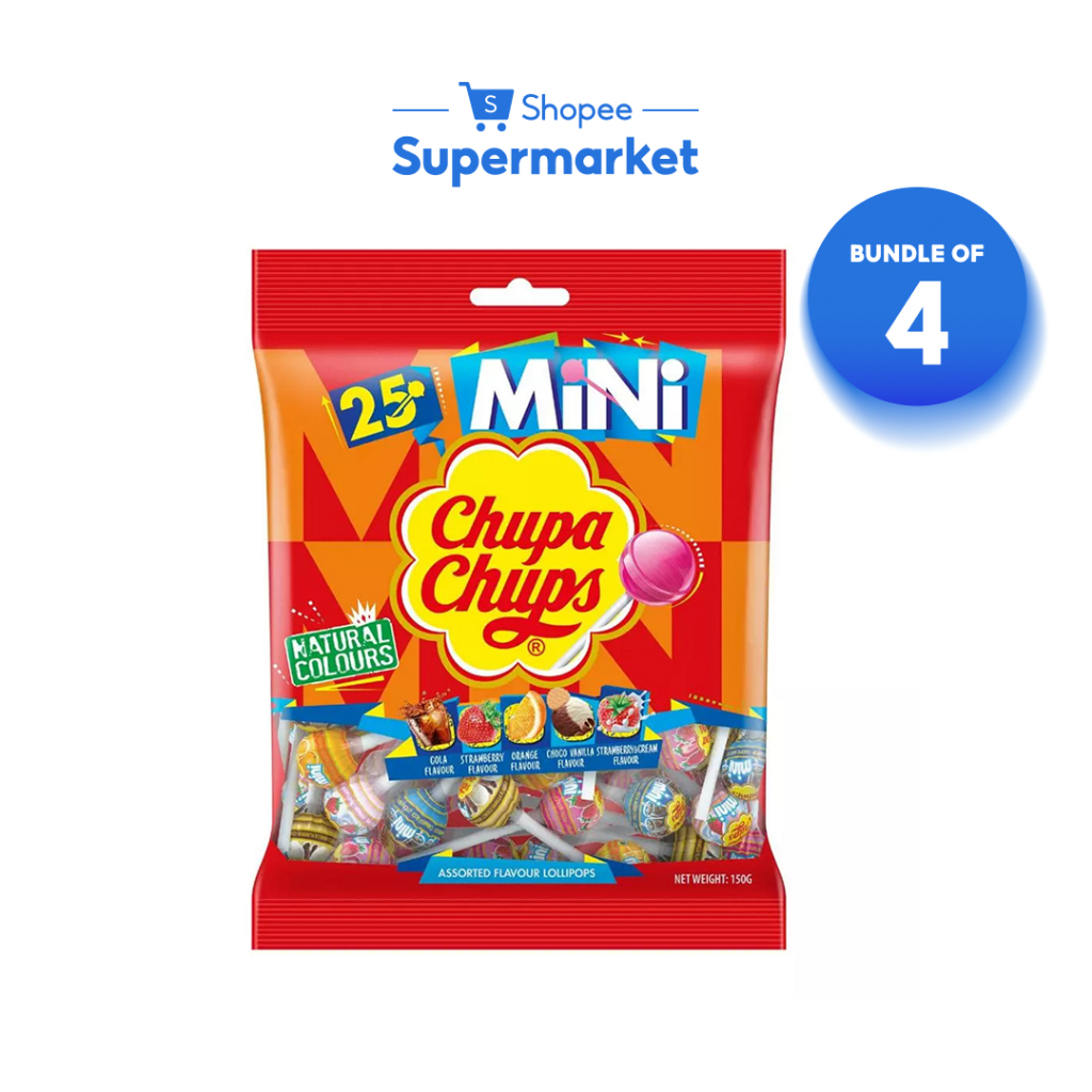 [Bundle of 4] Chupa Chups Mini Bag 25s (150g) | Shopee Singapore