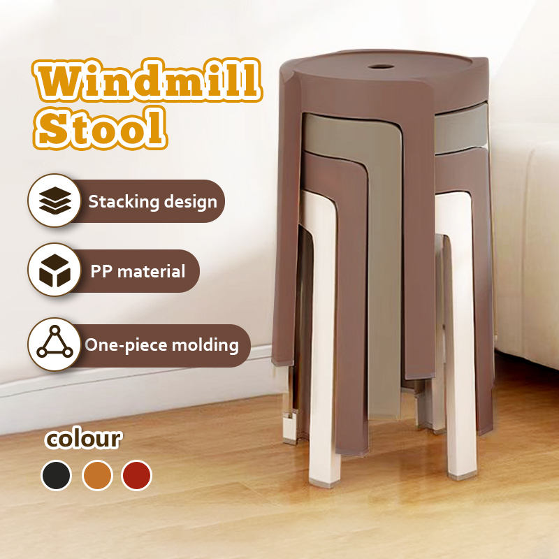 [SG Stock]Plastic Chair Stackable Plastic Small Stool Chair Acrylic PP ...