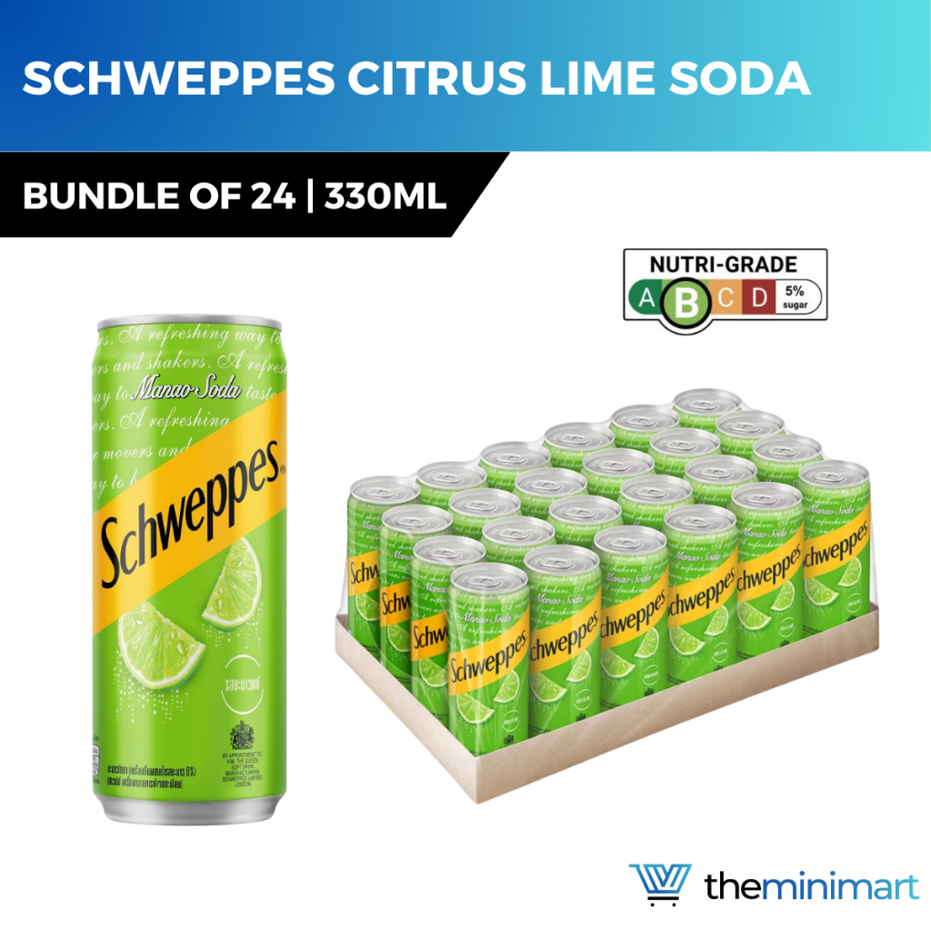 [Bundle of 24] Schweppes Zero Sugar Citrus Lime Soda 330ml - Thirst-Quenching Refreshment ...