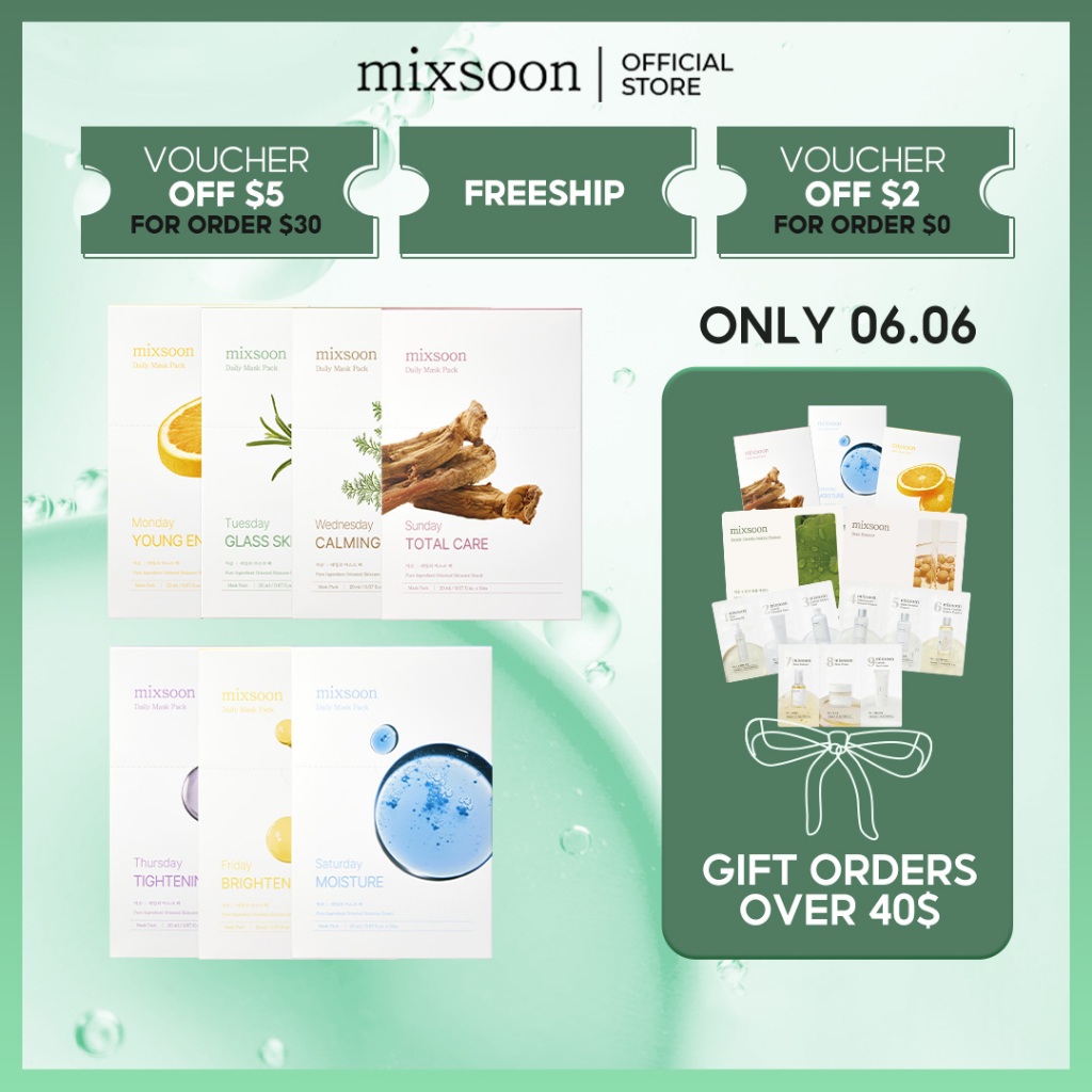 mixsoon Daily Mask Pack Moisturiser, Brightening, Tone Up, Glass Skin ...