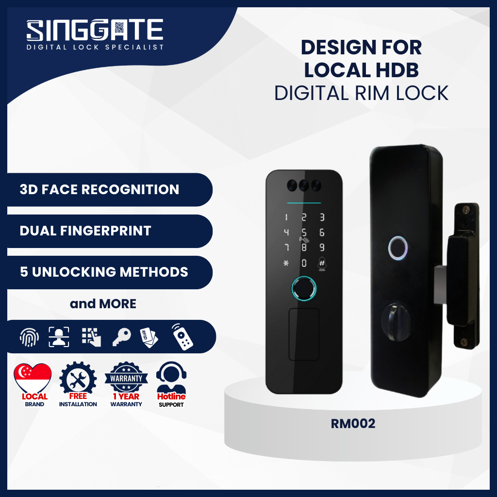 FREE Installation | Singgate [RM002] Metal Gate Digital Rim Lock | 1 ...