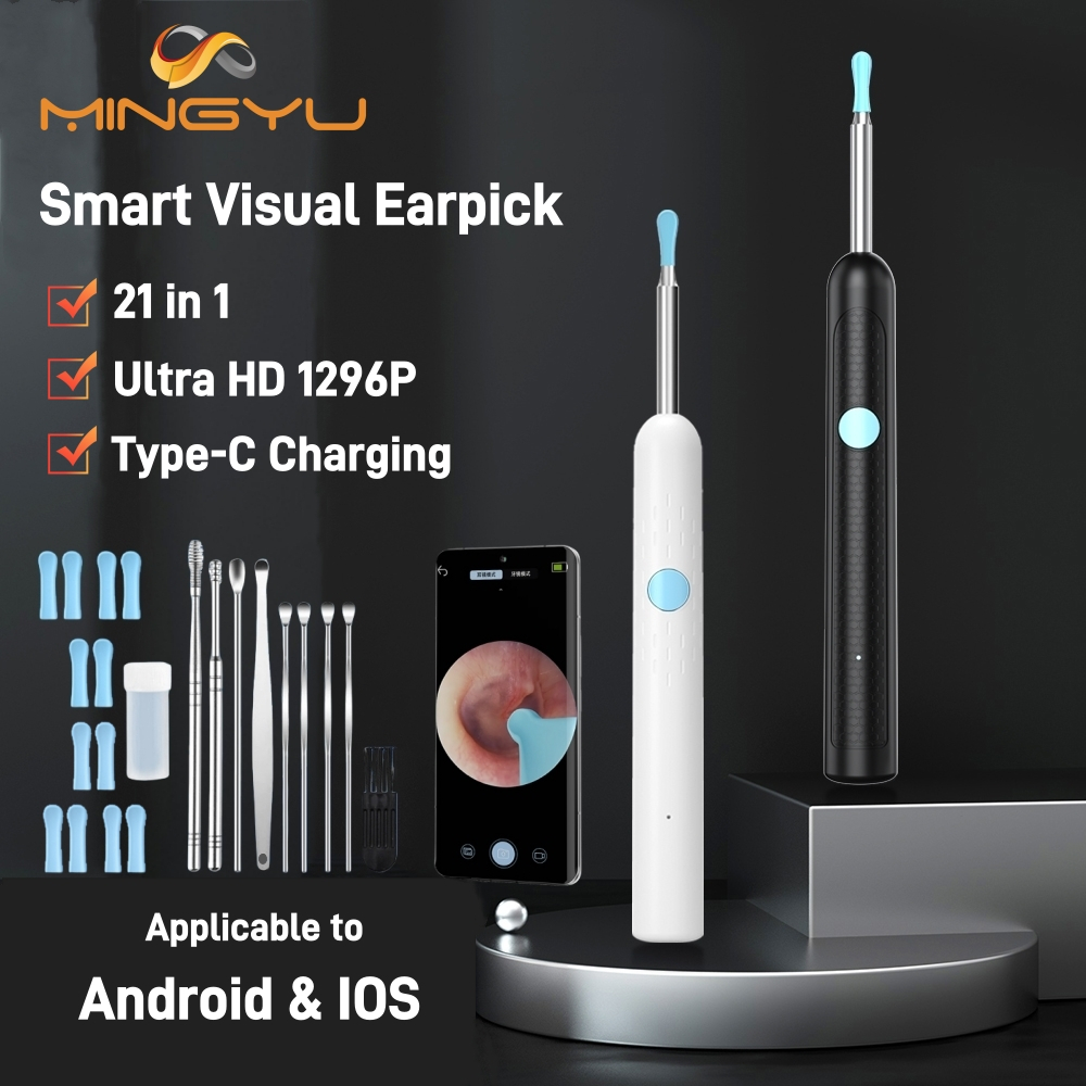 21 in 1 Smart Visual Earpick with 1296P Camera, Otoscope Earwax Remover ...