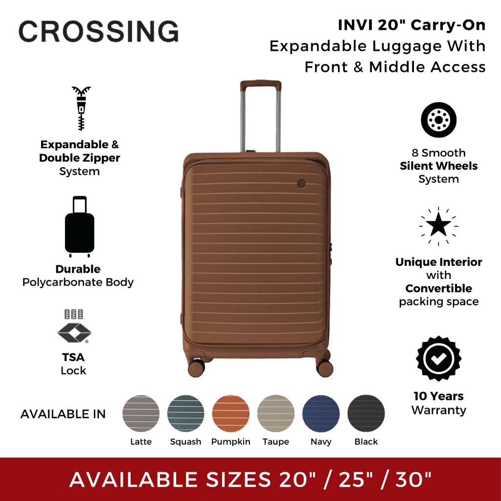 CROSSING INVI 20" Cabin Size Carry On Expandable Luggage With Front ...