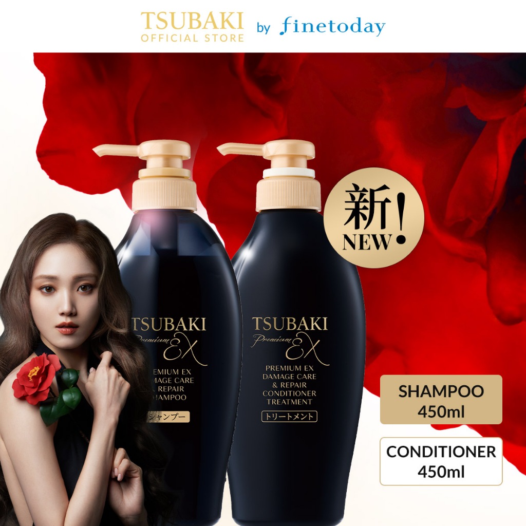 TSUBAKI Premium Ex Damage Care & Repair Shampoo & Conditioner (450ml) | Shopee Singapore