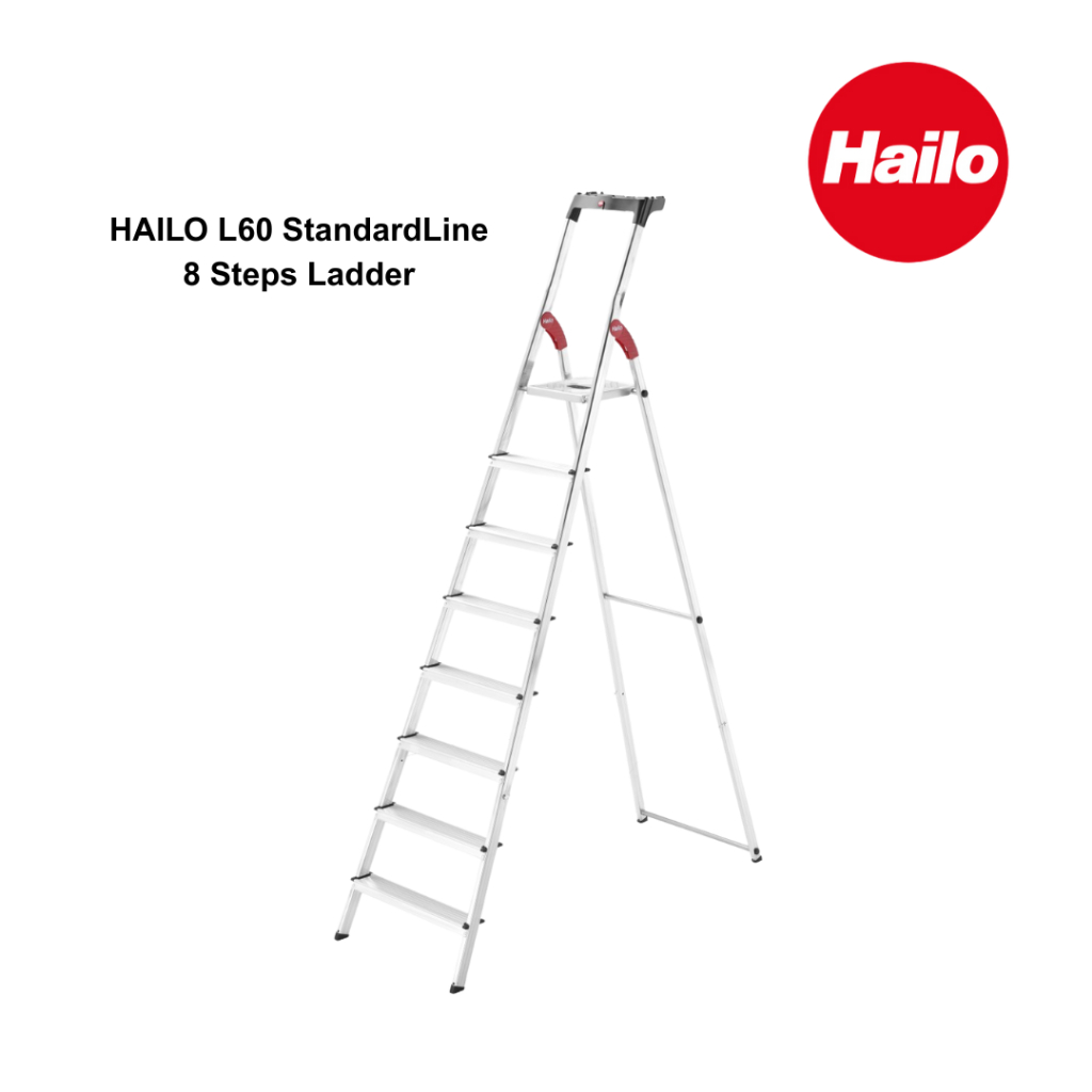 Hailo 8 Step Sturdy German Aluminum Household Premium Ladder - Standard Line / Comfortline - L60 ...