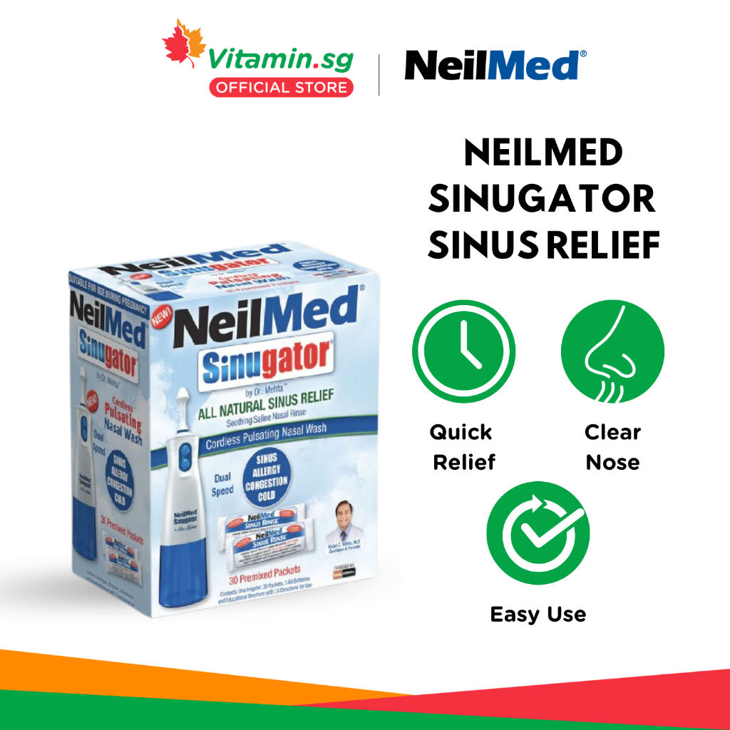NeilMed Sinugator Cordless Pulsating Nasal Wash - 2 Speed + FREE 30 ...