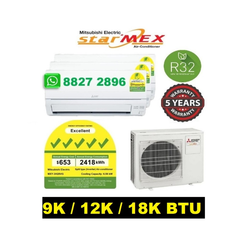 MITSUBISHI ELECTRIC (5 TICK) AIRCON STARMEX R32 MULTI-SPLIT INVERTER ...