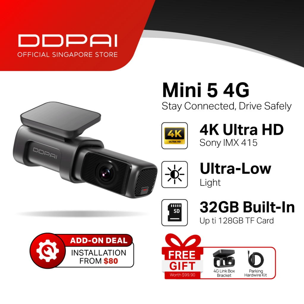 DDPAI Dash Cam Mini 5 4K 2160P HD DVR Car Camera Hidden Wifi 4G Connect ...