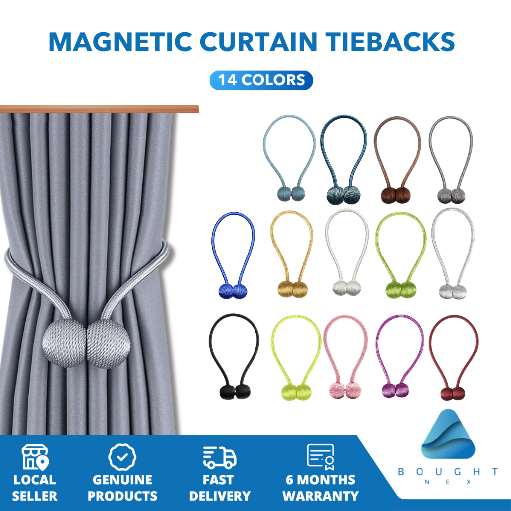 Magnetic Curtain Tiebacks - Pearl Ball Design, Elegant Tie Back Rope ...
