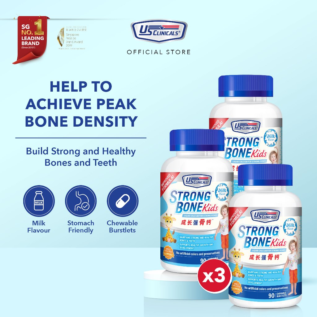 [Bundle of 3] US Clinicals StrongBone Kids 90s | Healthy Growth ...