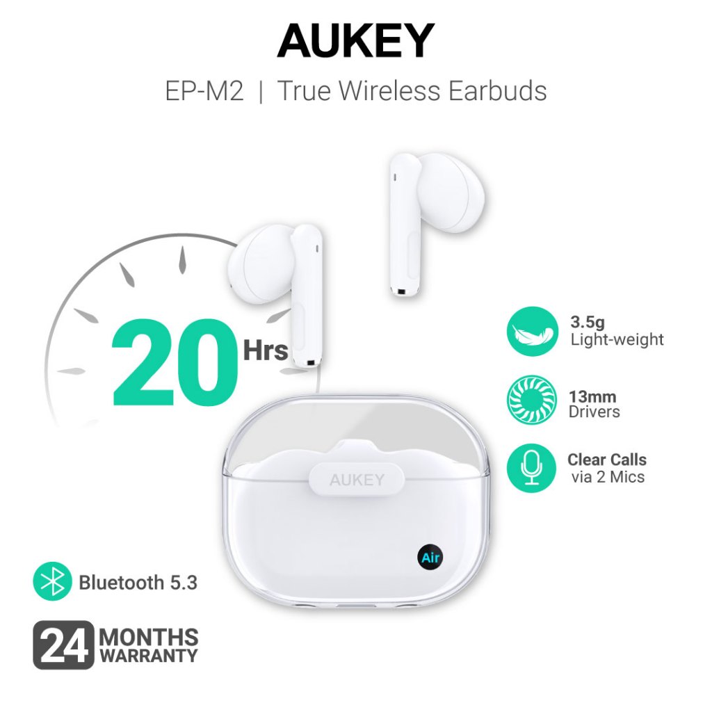 Aukey EP-M2 MoveAir True Wireless Earbuds (24 Months Warranty) | Shopee ...