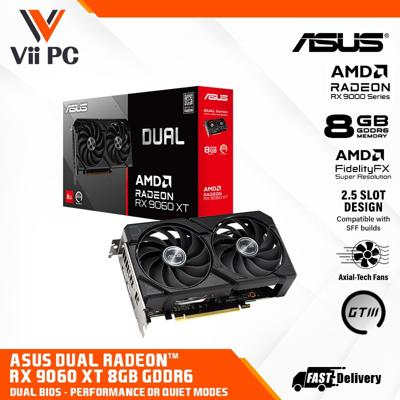 ASUS Dual Radeon™ RX9060XT / 9060 XT / 9060XT 8G GDDR6 GAMING GRAPHIC CARD | Shopee Singapore