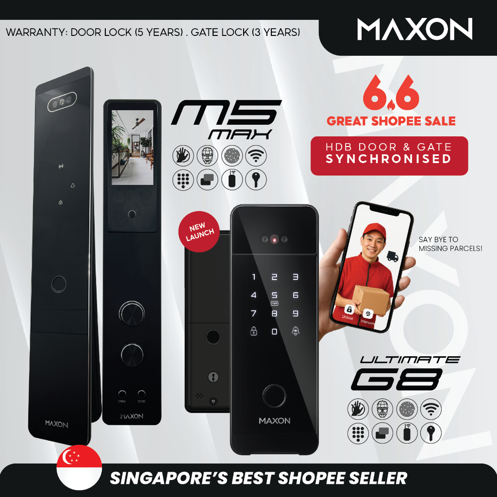 (5years Warranty) ALL-NEW MAXON M5MAX WIFI DIGITAL DOOR LOCK + GATE ...