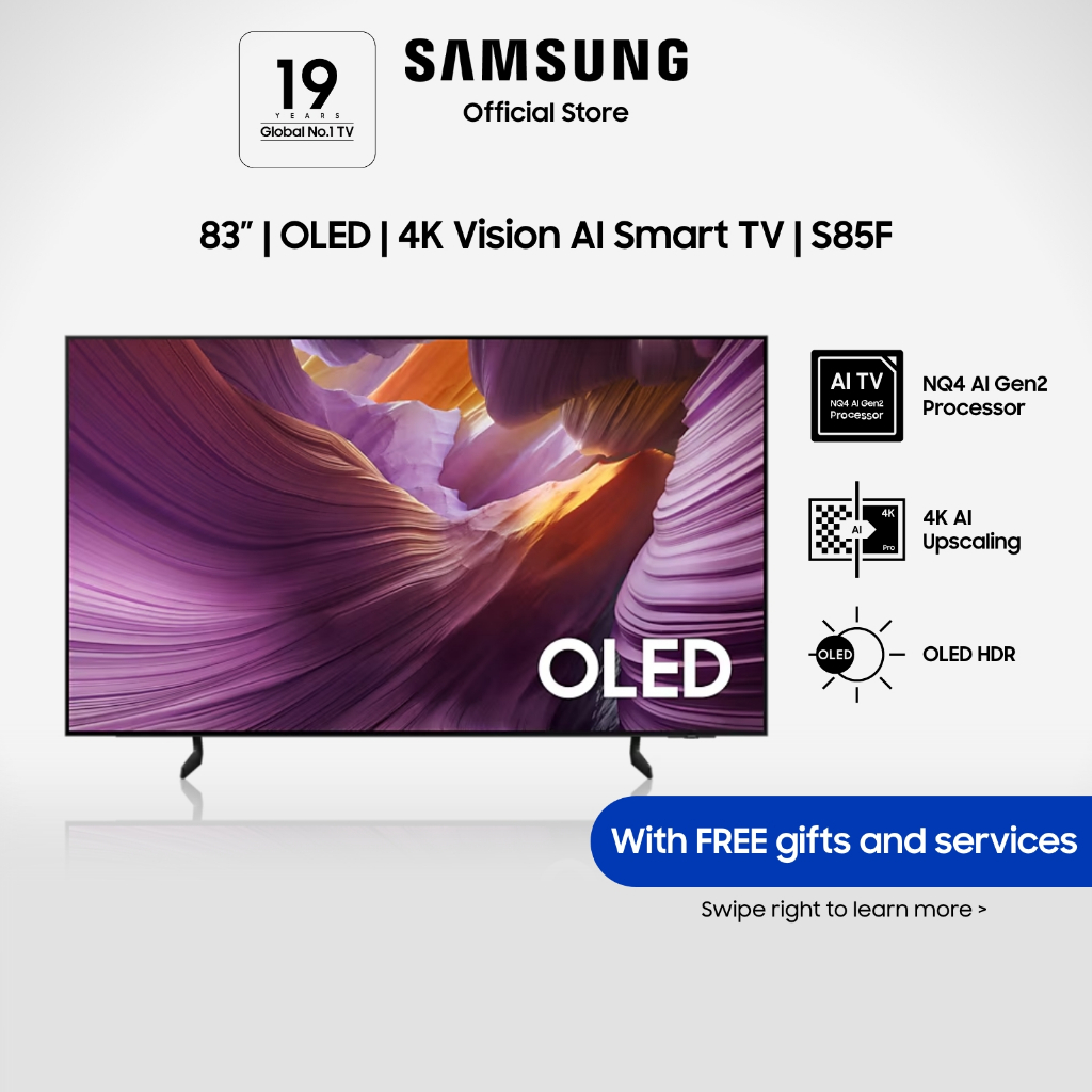 Samsung 83” OLED S85F 4K Samsung Vision AI Smart TV (2025) | Shopee Singapore