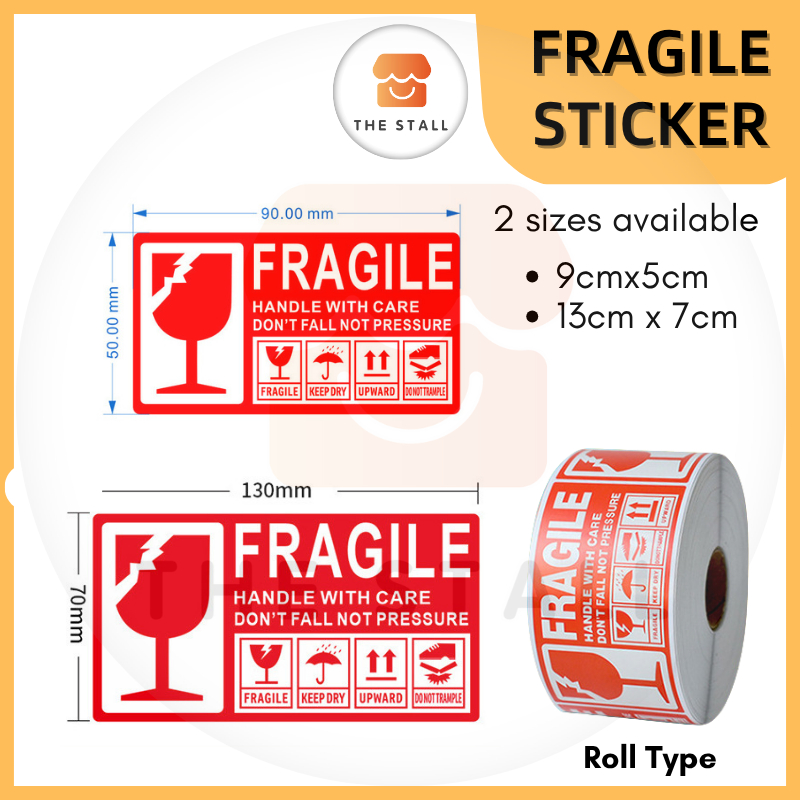 FRAGILE Sticker Label Roll (9x5cm / 13x7cm) – Handle with Care, Packing ...