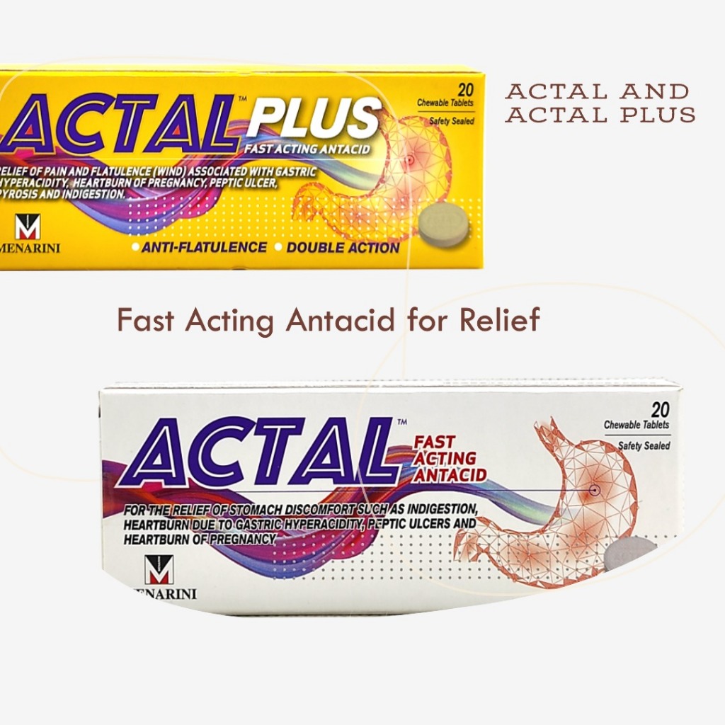 ACTAL / ACTAL PLUS FAST ACTING ANTACID 20 TABLETS / GASTRIC PAIN ...