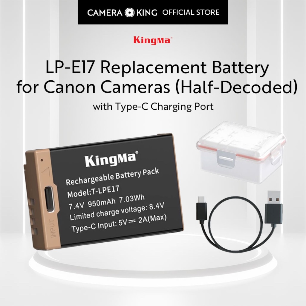 [KingMa] LP-E17 Half-Decoded Replacement Battery with Type-C Charging ...