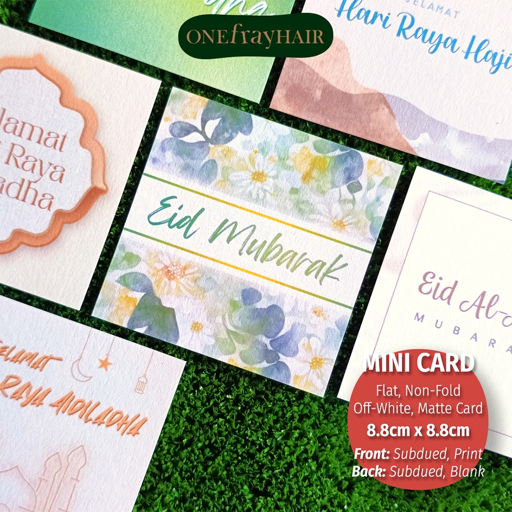 🇸🇬 One Fray Hair Hari Raya Mini Card, Square Card, Non Fold, 8.8cm x 8 ...
