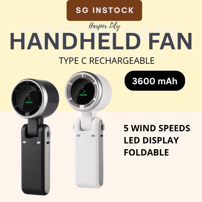 Portable Fan Handheld Fan Strong Wind Mini USB Rechargeable 3600 mAh ...