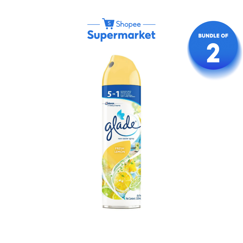 [Bundle of 2] Glade Aerosol Spray Fresh Lemon Air Freshener (320ml ...