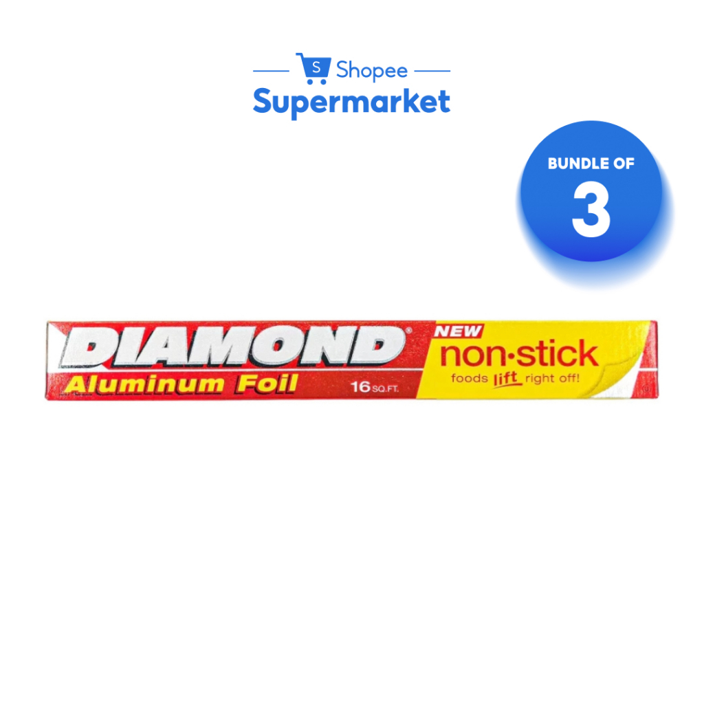 [Bundle of 3] Diamond Aluminium Foil 5m x 16 Sq Ft - Non Stick | Shopee ...